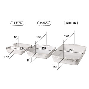 Sweejar Casserole Dishes for Oven, Ceramic Bakeware Set of 4, Rectangular Baking Dish with Handles, Lasagna Pans for Cooking, Gratin, Roasting, Banquet and Daily Use (Kiln-Change White)