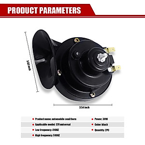Fogfar 2 PCS Car Snail Horn, Waterproof Shockproof Ultra-loud Tweeter, Honk Double-tone Modified Horn, Universal Air Horn Replacement Kit for Most Car Motorcycles (Black)