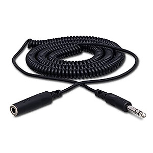 Hosa HPE-325C 1/4" TRS to 1/4" TRS Coiled Headphone Extension Cable, 25 feet
