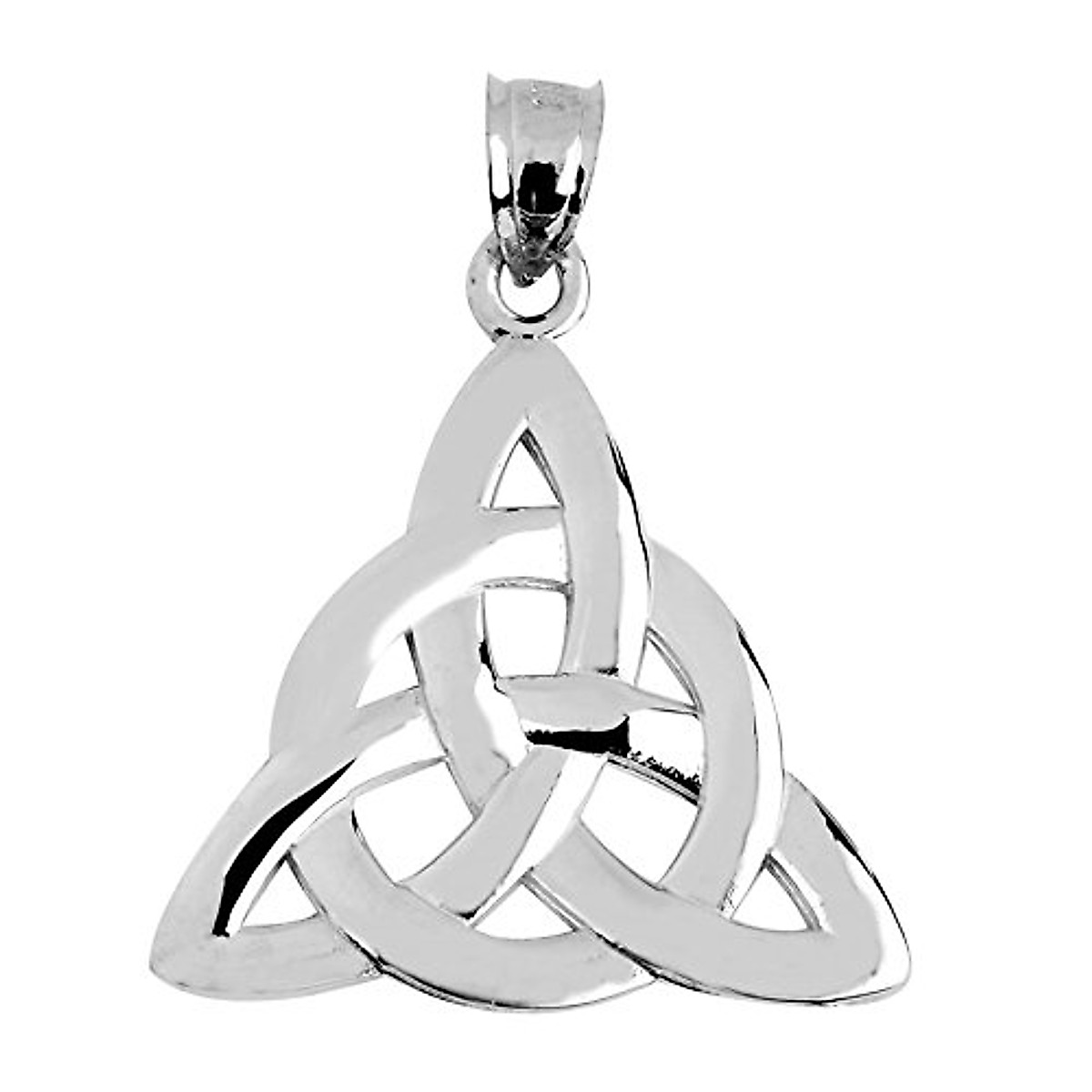 14k White Gold Traditional Celtic Trinity Knot Charm Pendant