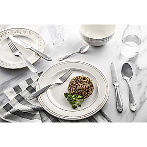 DANIALLI Modern Silverware Set - 18/10 Stainless Steel Flatware Set for Elegant Dining - Dishwasher Safe Cutlery Set (Imperial 60-Piece, Floral)