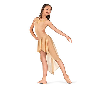 Girls Performance Twinkle Mesh High-Low Tank Dress TW315NUDL Nude Large