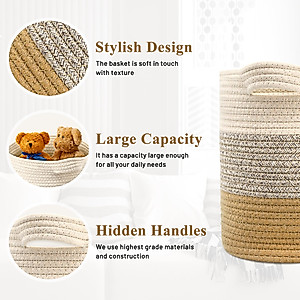 Jolitac 3 Pack Storage Baskets for Organizing, Woven Rope Baskets Cube Storage Basket Bins 11x11'' for Cube Storage Organizer Room Organizer, Mixed Jute