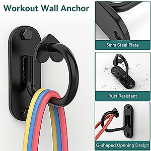 4PCS Resistance Band Wall Anchor, Wall Mount Workout Anchors for Suspension Training, Body Weight Straps, Strength Training, Yoga, Home Gym