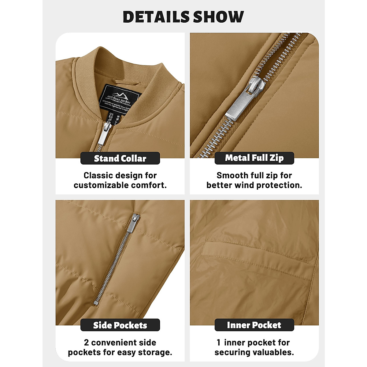 TACVASEN Mens Puffer Jacket Men Quilted Bomber for Men Lightweight Winter Full Zip Padded Jacket Windbreaker Men