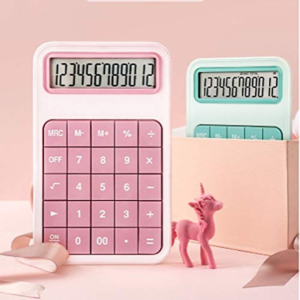 MJWDP 12 Digit Desk Calculator Large Buttons Cute Candy Color Financial Business Accounting Tool Big Buttons Battery (Color : D)