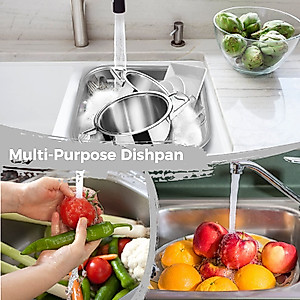 yeesport Stainless Steel Washing Up Bowl, Multi-Purpose Dish Tub for Sink, Large Square Container for Kitchen, Vegetable Washing Basin, Durable Dishpan for Home