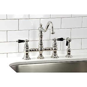 Kingston Brass KS3276PKLBS Duchess Bridge Kitchen Faucet, Polished Nickel