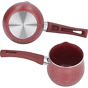 Mini Butter Warmer Pan, Small Sauce Pan With Pour Spout,Non Stick Milk Boiling Pot, Single Handle Coffee Warmer Pot Small Sauce Pan for Cooking,Boiling,Heating 3.9 Inches(Red)