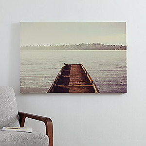 Amazon Brand – Rivet Wooden Dock at The Lake Canvas Print Wall Art, 45" x 30"