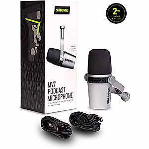 Shure MV7 USB Podcast Microphone - Silver