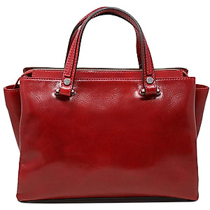 Floto Sesto Women's Leather Handbag with Crossbody Strap (Tuscan Red)