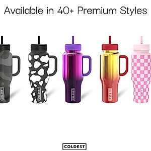 Coldest 40 oz Tumbler with Handle and Straw - 100% Spill Proof Tumbler with Straw (3 Lids) - Stainless Steel Insulated Leakproof Tumblers for Women & Men - Cup Holder Friendly - 36 oz (Candy Nova)
