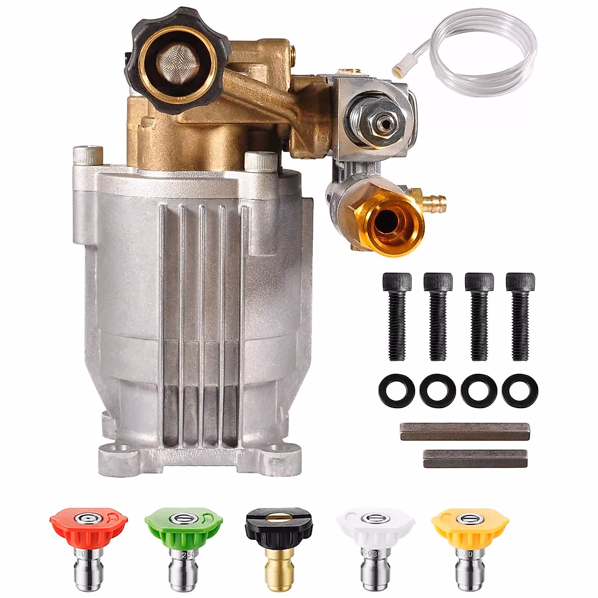YAMATIC 3/4" Shaft Horizontal Pressure Washer Pump 3300 PSI @ 2.5 GPM Brass Head Power Washing Pump Replacement for Simpson MSH3125,MSH3125-S,520004, Karcher G3050OH and More