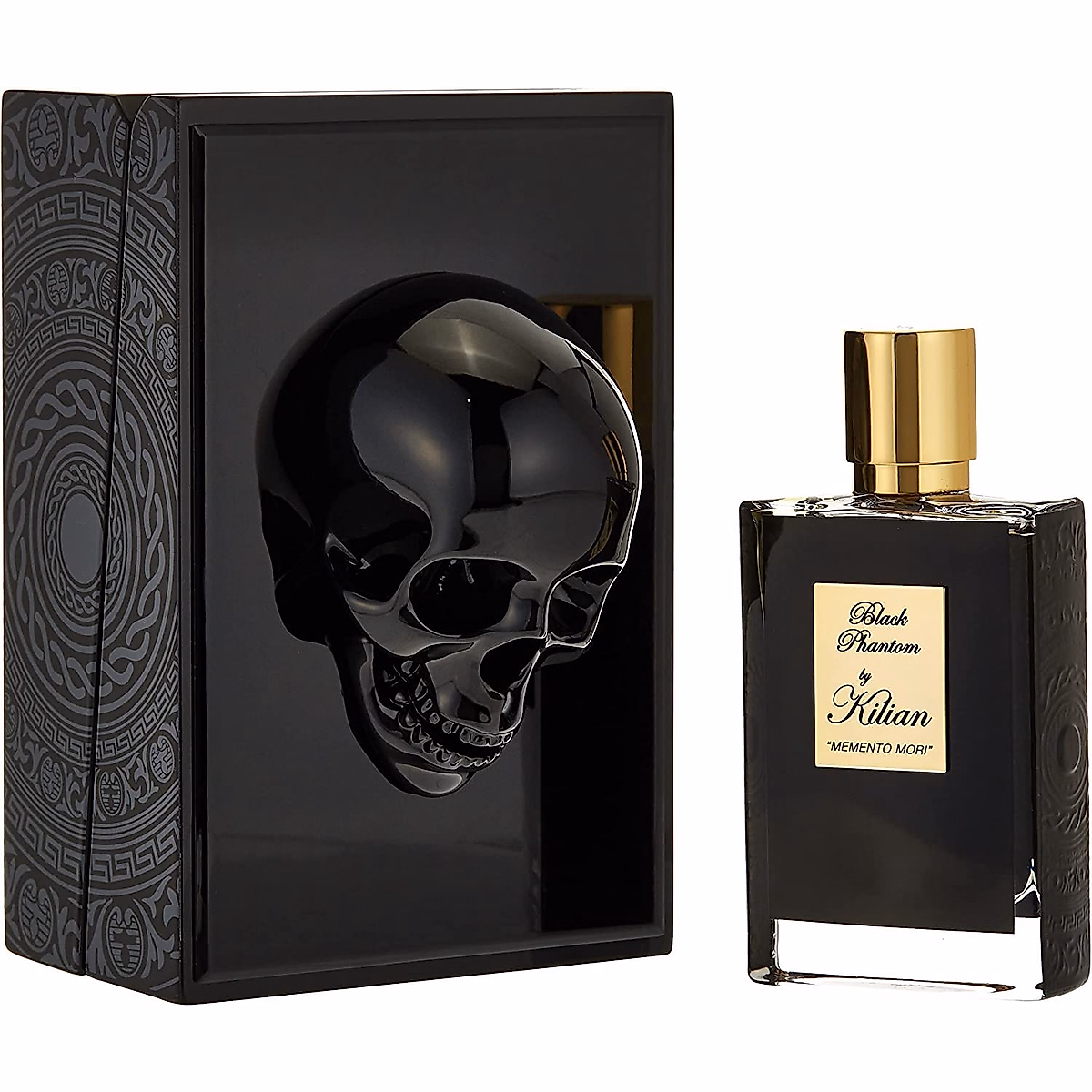 Kilian Black Phantom,"Memento Mori" Refillable Perfume Spray, 1.69 Fl Oz - with Clutch