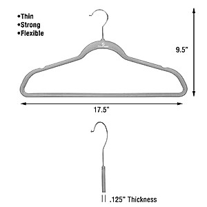 Velvet Hangers, Sturdy and Space Saving Hanger. Grey (Charcoal). 50 Pack