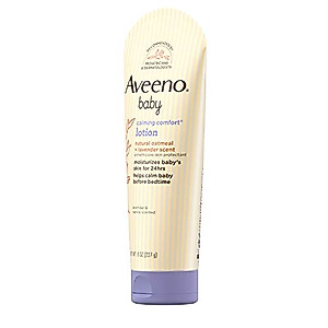 Aveeno Baby Calming Comfort Moisturizing Lotion with Relaxing Lavender & Vanilla Scents, Non-Greasy Body Lotion with Natural Oatmeal & Dimethicone, Paraben- & Phthalate-Free, 8 fl. oz