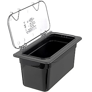 Carlisle FoodService Products Storplus Food Storage Container Food Pan, Chafing Pan for Catering, Buffets, Restaurants, Polycarbonate (Pc), 1/3 Size 6 Inches Deep, Black, (Pack of 6)