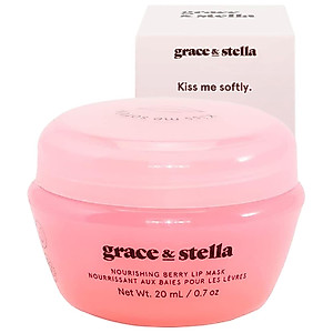 Grace & Stella Award Winning Lip Plumper Nourishing Berry Lip Mask - Lip Moisturizer For Very Dry Lips - Overnight Lip Mask & Lip Treatment & Lip Sleeping Mask - Vegan Lip Care Products
