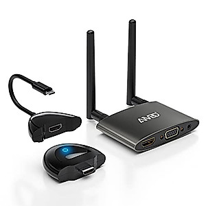 AIMIBO 2 in 1 Wireless HDMI Transmitter and Receiver 4K 5G, USB C & HDMI Transmitter, HDMI & VGA Dual Screens Receiver, Streaming Video/Audio for Macbook, Roku, Laptop, Samsung, Phone to TV, 165FT/50M