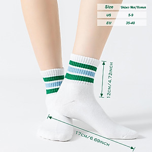 Fszsaa Novelty Socks For Women Striped Retro Mini Crew Socks Sporty Calf Socks Casual Cotton Ankle Socks Women