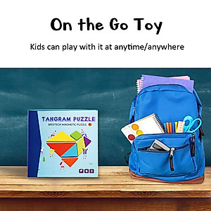 BEESTECH Wooden Tangram Puzzle Book, Travel Games for Kids in Car, Plane or Take Out for Restaurant, Educational Learning Puzzles Toys, On The Go Toys for Kids, Boys, Girls 3,4,5,6,7,8 Years Old