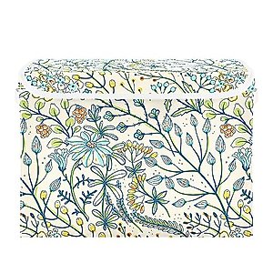 Ollabaky Floral Herbs Berry Foldable Storage Bin with Lid Storage Box Large Cube Organizer Containers Baskets with Handles for Closet Organization, Shelves, Toys, Clothes