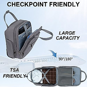 EMPSIGN Underseat Carry On Wheeled - 16” Multi-functional Lightweight Overnight Rolling Underseater Bag, Carry-on Bag with Spinner wheels for Women Men Travel Business, Dark Grey