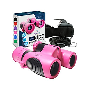 Think Peak - Binoculars for Kids Ages 4-8 - Outdoor Sports - Educational Adventure - 8x21 Compact - Nature Exploration Bird Watching - Pink