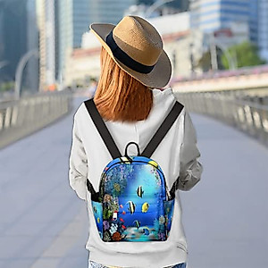 Mini Backpack for Women Backpack Purse Tropical Fish Coral Cute Small Travel Backpack Casual Bookbag Shoulder Bag for Girls Teens School Backpacks Lightweight Ladies Backpack Daypack