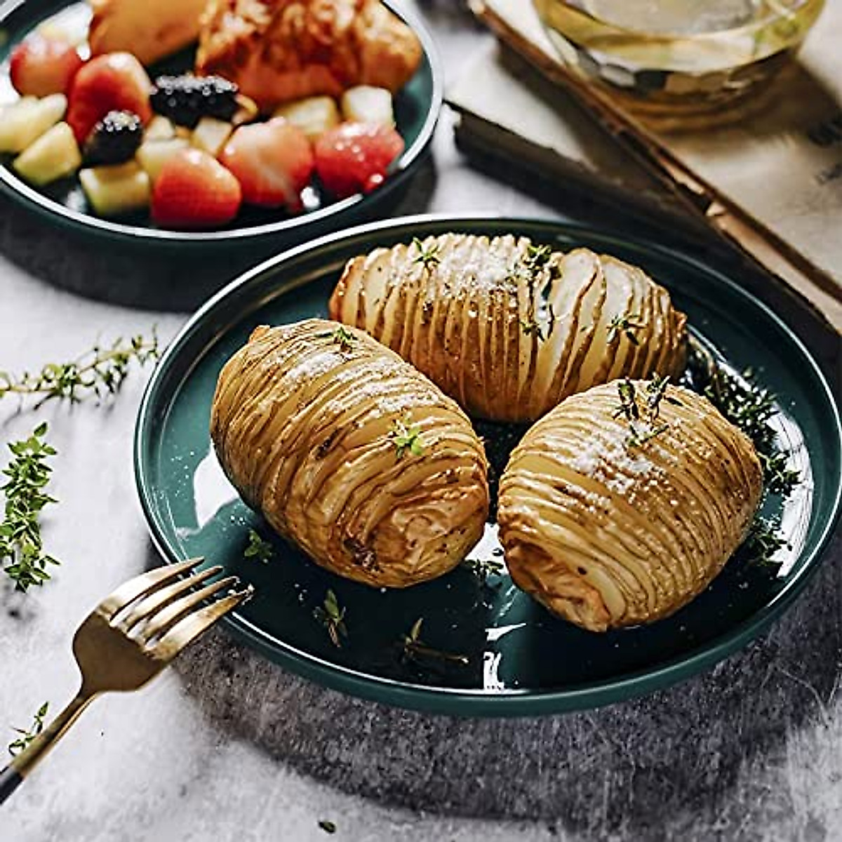 KOWMcp Dinner Plates Green Ceramic Plate Fruit Salad Sushi Dessert Plate Round Serving Tray Decorative Porcelain Tableware Dinner Sets Dishes (Color : 10 inch)