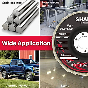 SHALL 6-Pack Felt Flap Disc Abrasives 4-1/2" x 7/8" Arbor, Wool Polishing Buffing Wheel Pad for Angle Grinder