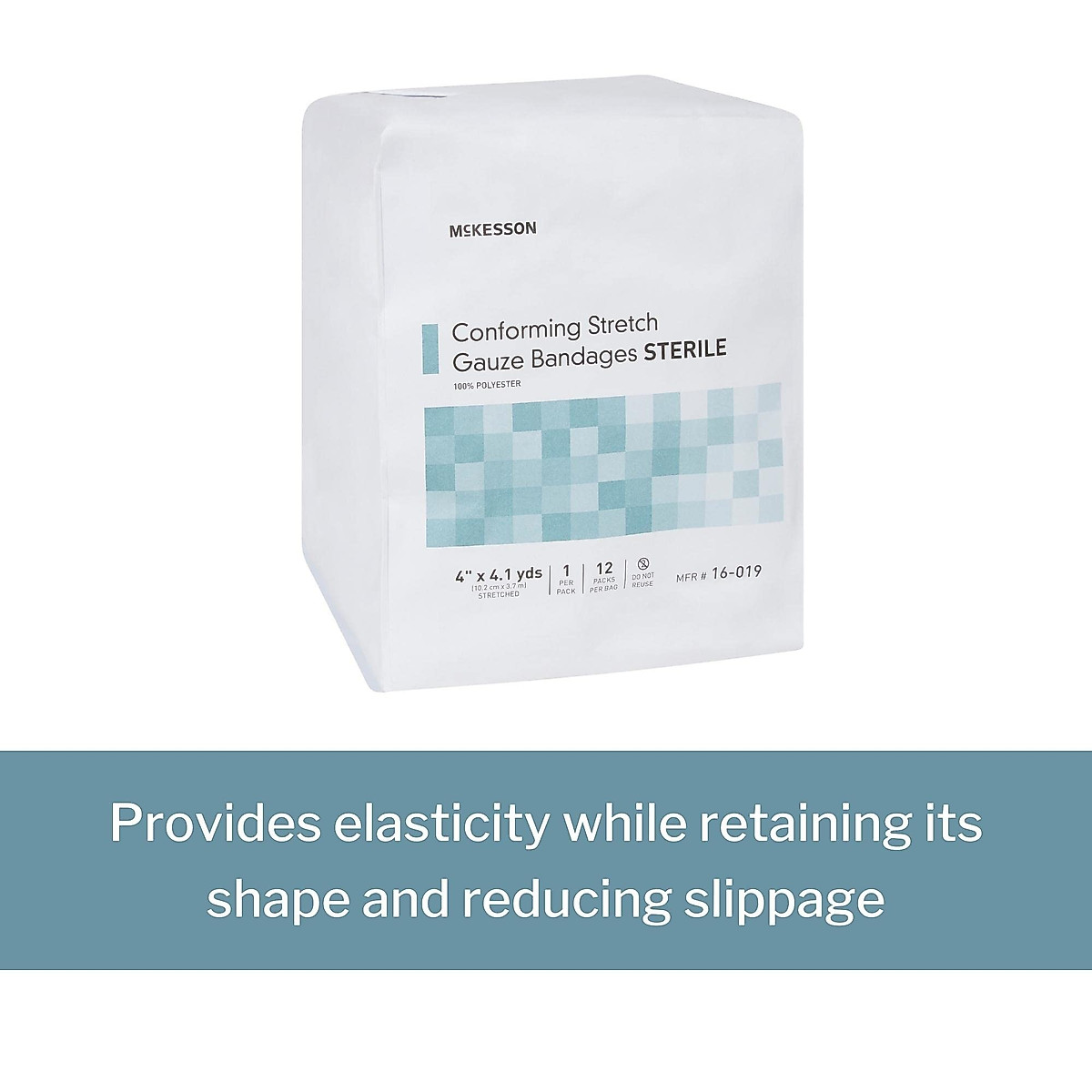McKesson Conforming Stretch Gauze Bandages, Sterile, 4 in x 4 1/10 yd, 12 Count