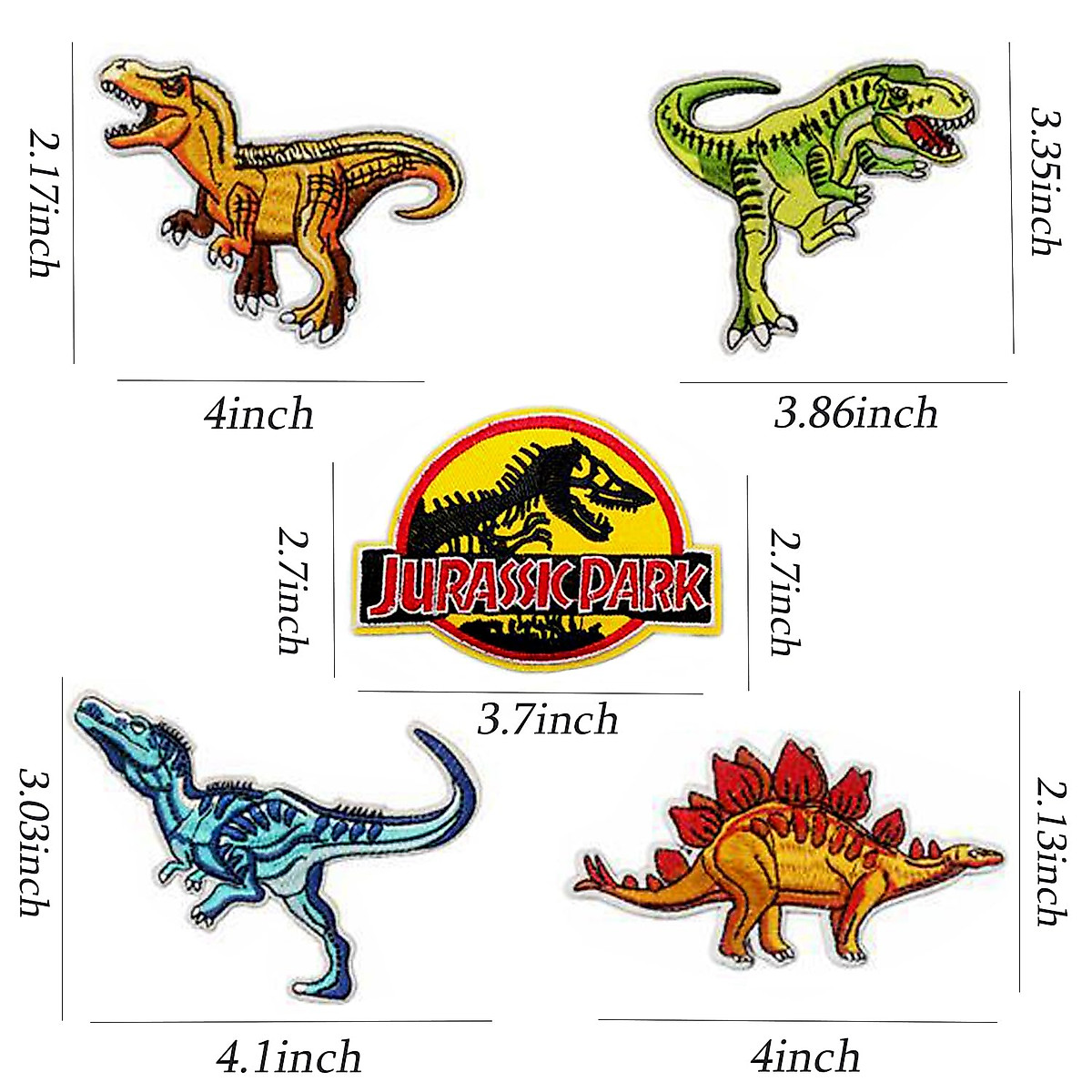 15Pcs Dinosaurs Iron on Patches Embroidered Fabric Stickers Realistic Dinosaur Pattern Sewing Patches DIY Appliques for Kids Teens Embroidered Applique Patches for T-Shirt Clothes Bags Hats