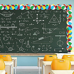 MAGICLULU Bulletin Board Bulletin Borders Stickers Beach Ball Border Trim Summer Blackboard Border Sticker for Party Classroom Wall Decoration Ocean Decor