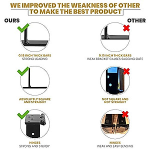 Anti Sag Gate Kit with Gate Hinges Heavy Duty for Wooden Fences-No Sag Gate Corner Brace Bracket for Doors, Corral Gates, Wood Windows (2 Set of Anti Sag Gate Kit and Cane Bolt)