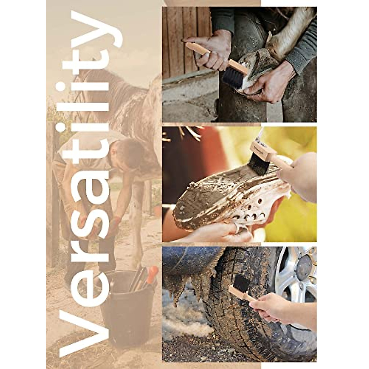 Ueemph Hoof Picks for Horses,Wooden Handle Hoof Pick with Brush，Sturdy and Durable，Excellent Texture， (1 Pieces)