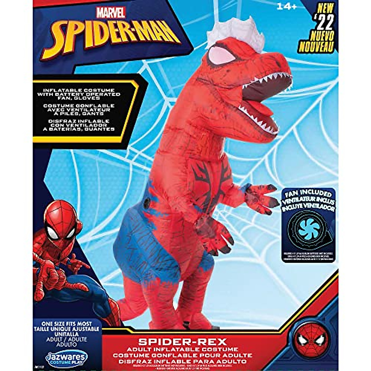 Marvel Spider-Rex Inflatable -Costume - Inflatable -Adult-Costume of Spider-Rex Dinosaur with Gloves