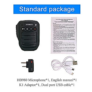 Anysecu HB980 Two Way Radio Wireless Bluetooth Handheld Speaker Mic, Shoulder Microphone for Walkie Talkie UV-5R 5RA 5RB 5RC 5RD 5RE 5REPLUS BF-888S TH-UV8000D UV-82 Accessories