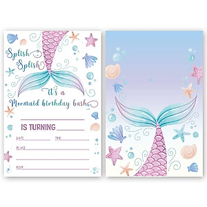 LoaHak Mermaid Birthday Party Invitation, Under The Sea Birthday, mermaid birthday decorations, under the sea party decorations.(017)