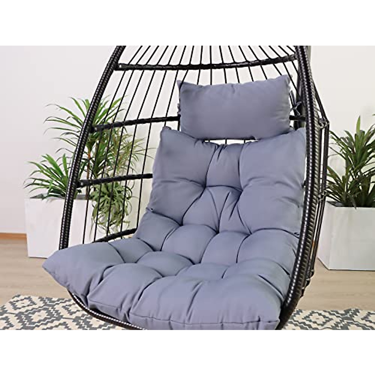 Avenlur Outdoor Patio Hanging Chair - Egg Chair with Stand, Indoor/Outdoor Hanging Chair for Patio Bedroom Balcony (Grey)