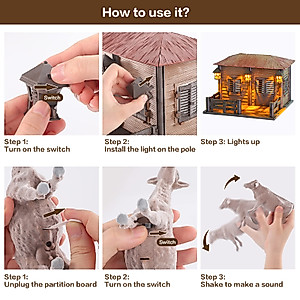 Lucky Doug Farm Animal House Toys Playset for Kids Toddlers Ages 3-8, 122 PCS Building Toys Farmhouse Figures Pretend Play Set with 3 Animals, 4 Figures, A Tractor, 11" L x11 W x 8" H