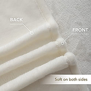 LuxenrelaX Light Weight Fleece Blanket for Couch, Solid Soft Microfiber Fleece Throw Blanket, Cozzy Blanket Machine Washable-60 x 80", Ivory White