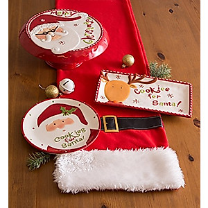 DII Seasonal Holiday Baking Collection Decorative Kitchen Servewantae, 8.3x8.3, Small Santa Cookie Plate