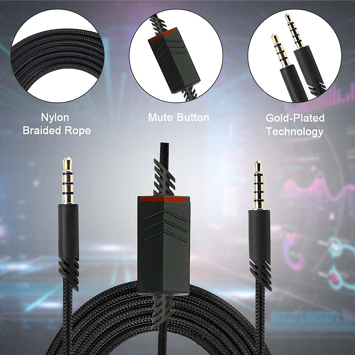 QJYTH Replacement A40 Cord Compatible with Astro A40 Headset, A40 Inline Mute Audio Cable for Astro A10/A40/A40TR Gaming Headset,Compatible with PS5/PS4 Controller(6.5 Feet, Black)