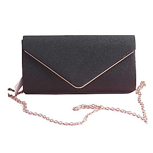 KALAIEN Envelope Clutch Purse Evening Bag for Women Glitter Evening Bag Handbags For Wedding (Black)