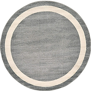 Unique Loom Del Mar Collection Area Rug - Maria (6' 1" Round, Gray/ Ivory)