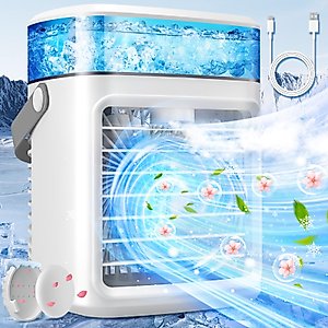 Portable Air Conditioners, Evaporative Personal Air Conditioner Cooling Fan with 3 Powerful Wind Speed & Cool Mist, Mini Air Conditioner with Aroma Diffuser,Quiet AC Air Cooler for Car Bedroom Camping