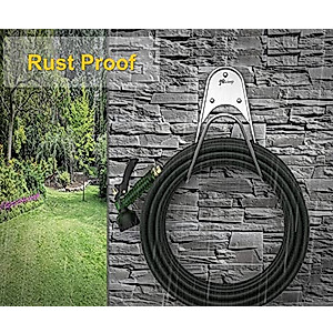 JBscoop Garden Hose Holder Set of 2, Stainless Steel Wall Mount Garden Hose Hook, Ideal for Water, Air, Hydraulic Hose, Ropes, Extension Cords Heavy Duty & Rust Proof