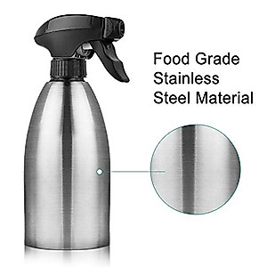 Accmor Olive Oil Sprayer, Vinegar Sprayer Dispenser, Safety Exquisitely Stainless Steel Container Seasoning Kitchenware Tools for BBQ, Cooking, Frying and Grilling (17oz (500ML))
